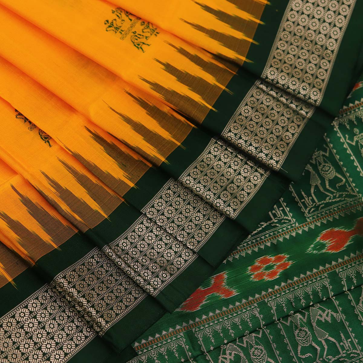 Yellow Ikkat Bomkai Silk Saree Butta Border | P331705259 ...