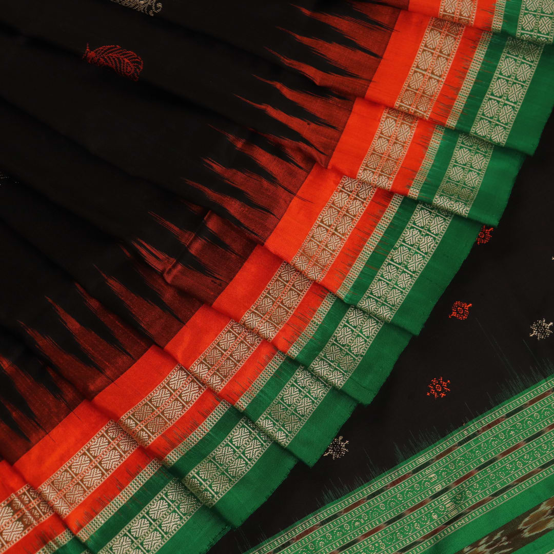 Handcrafted Black Silk Bomkai Saree with Butta & Medium Border ...