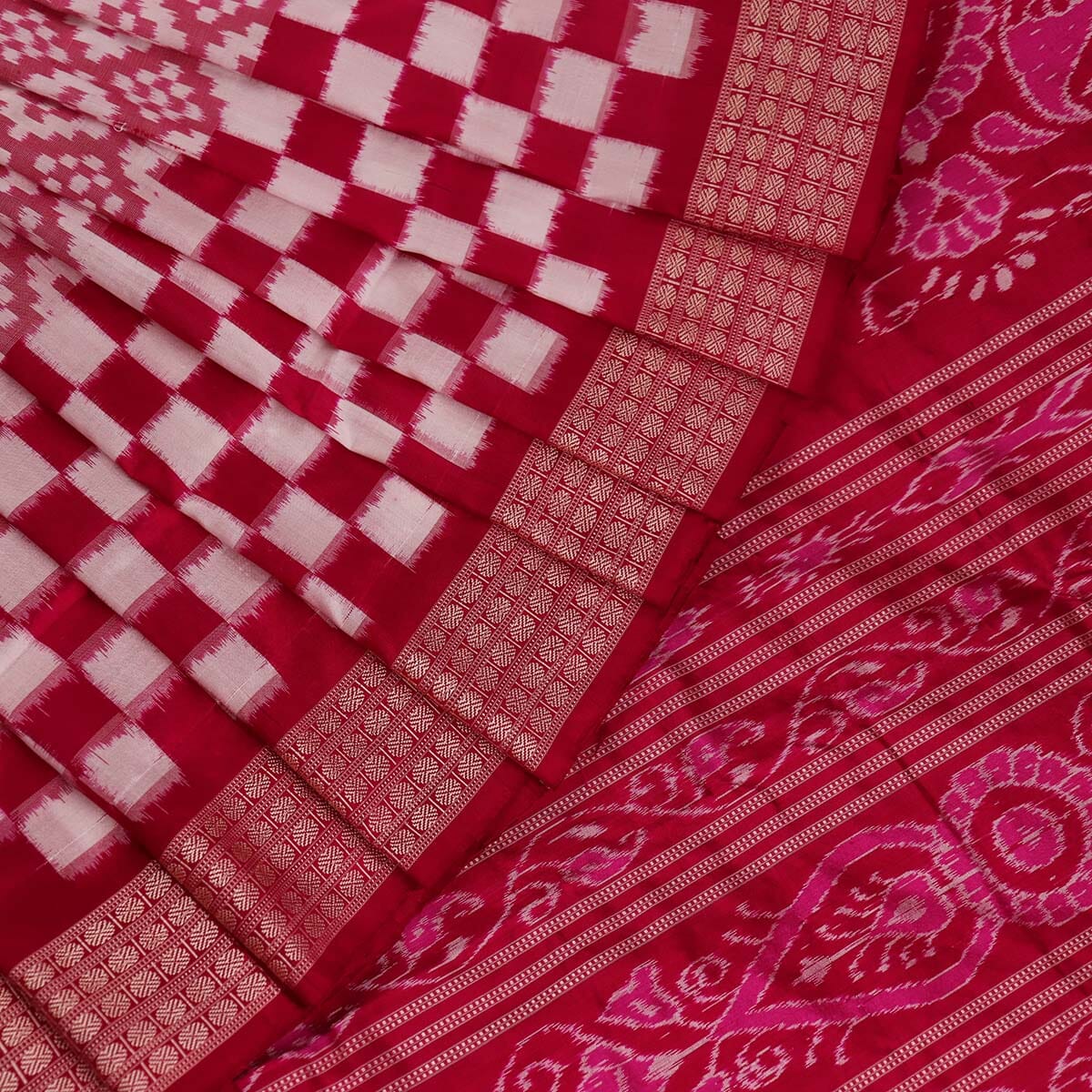 Pink Ikkat Sambalpuri Silk Saree | P011804600 – Priyadarshini Handloom