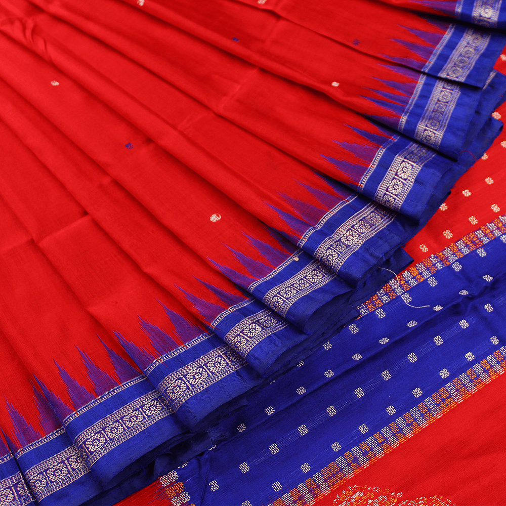 Red Ikkat Bomkai Silk Saree | D630601428 – Priyadarshini Handloom