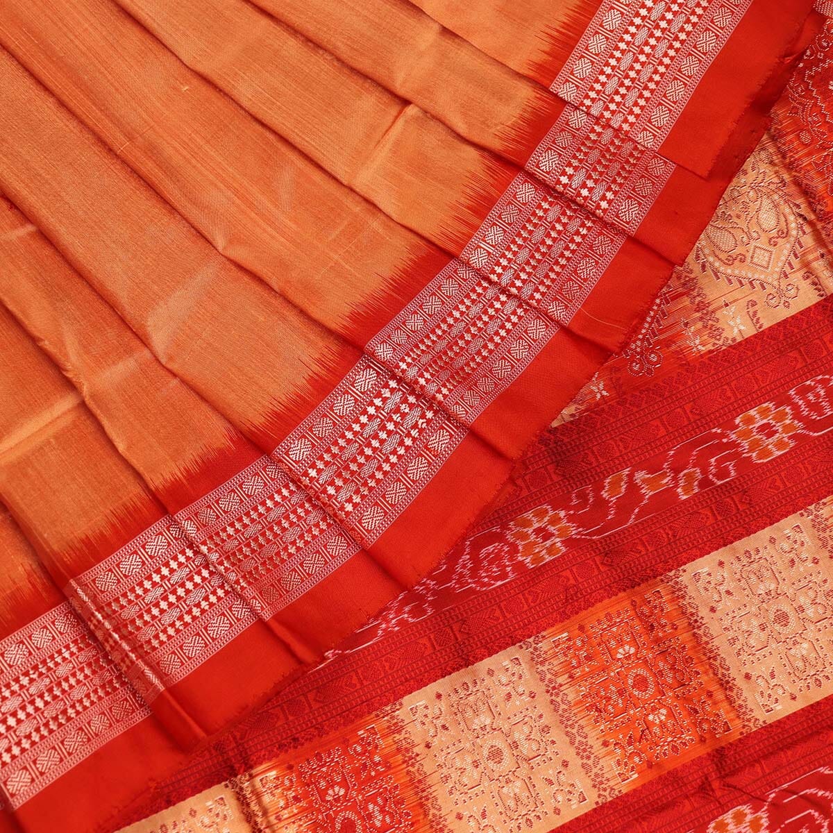 Peach Ikkat Bomkai Silk Saree | P070904721 – Priyadarshini Handloom