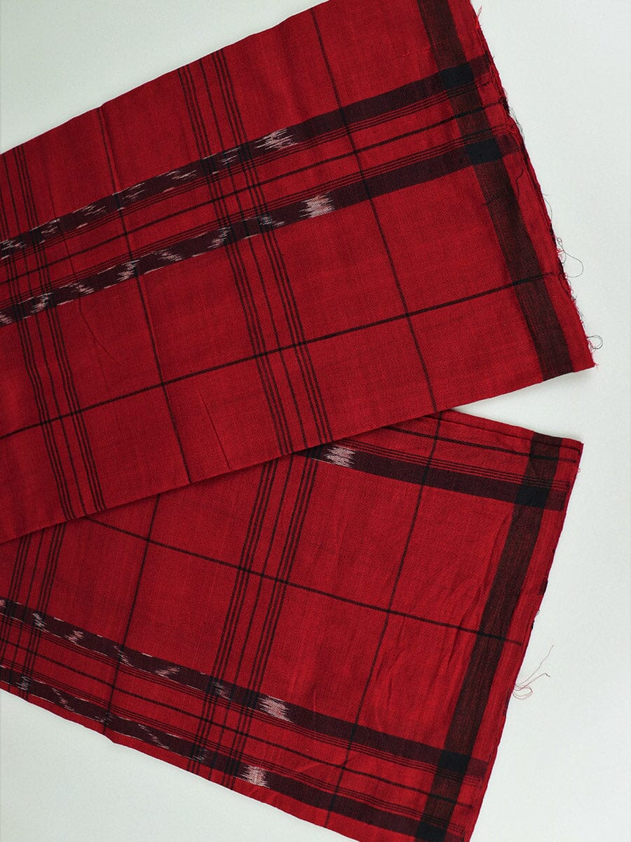 Red Sambalpuri Pure Cotton Lungi | E04180052 – Priyadarshini Handloom