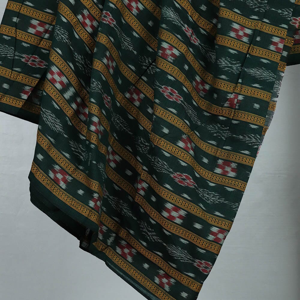 Green Ikkat Sambalpuri Kapda | T01300090 – Priyadarshini Handloom